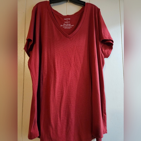 torrid | Tops | Torrid Classic Fit Dark Red V Neck Tshirt Size 4 | Poshmark